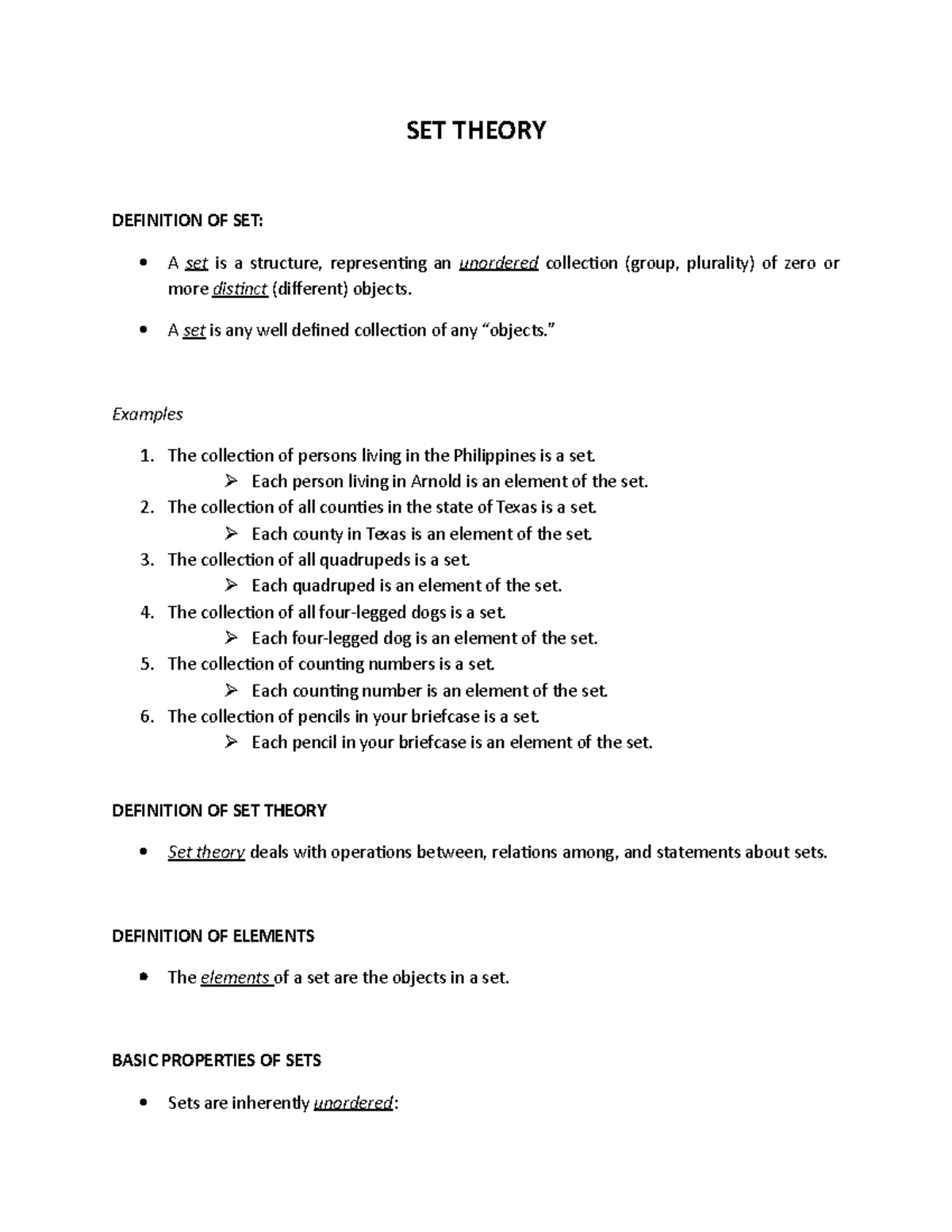 Set Theory - Lecture notes 1 - Mathematics In The Modern World - TIP ...