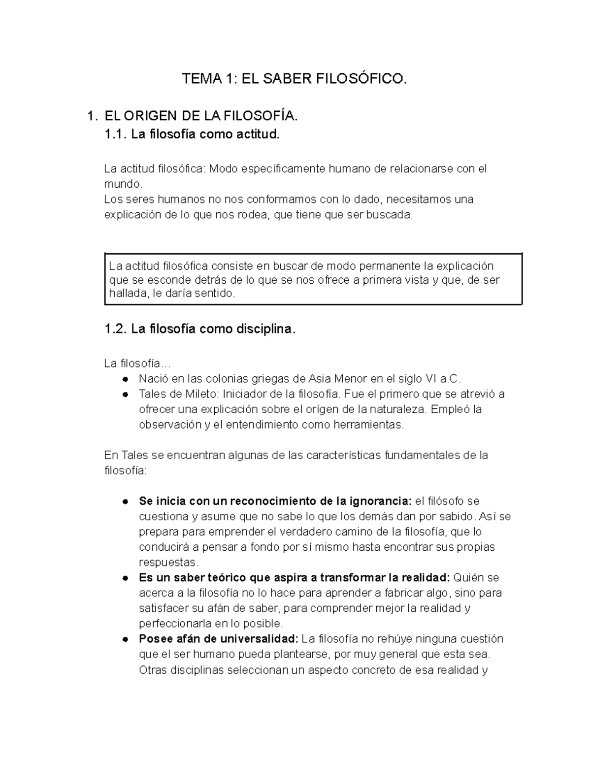 TEMA 1 EL Saber FilosóFICO - TEMA 1: EL SABER FILOSÓFICO. 1. EL ORIGEN ...