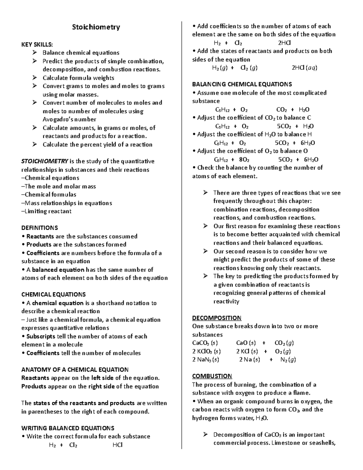 Stoichiometry - Stoichiometry KEY SKILLS: Balance chemical equations ...