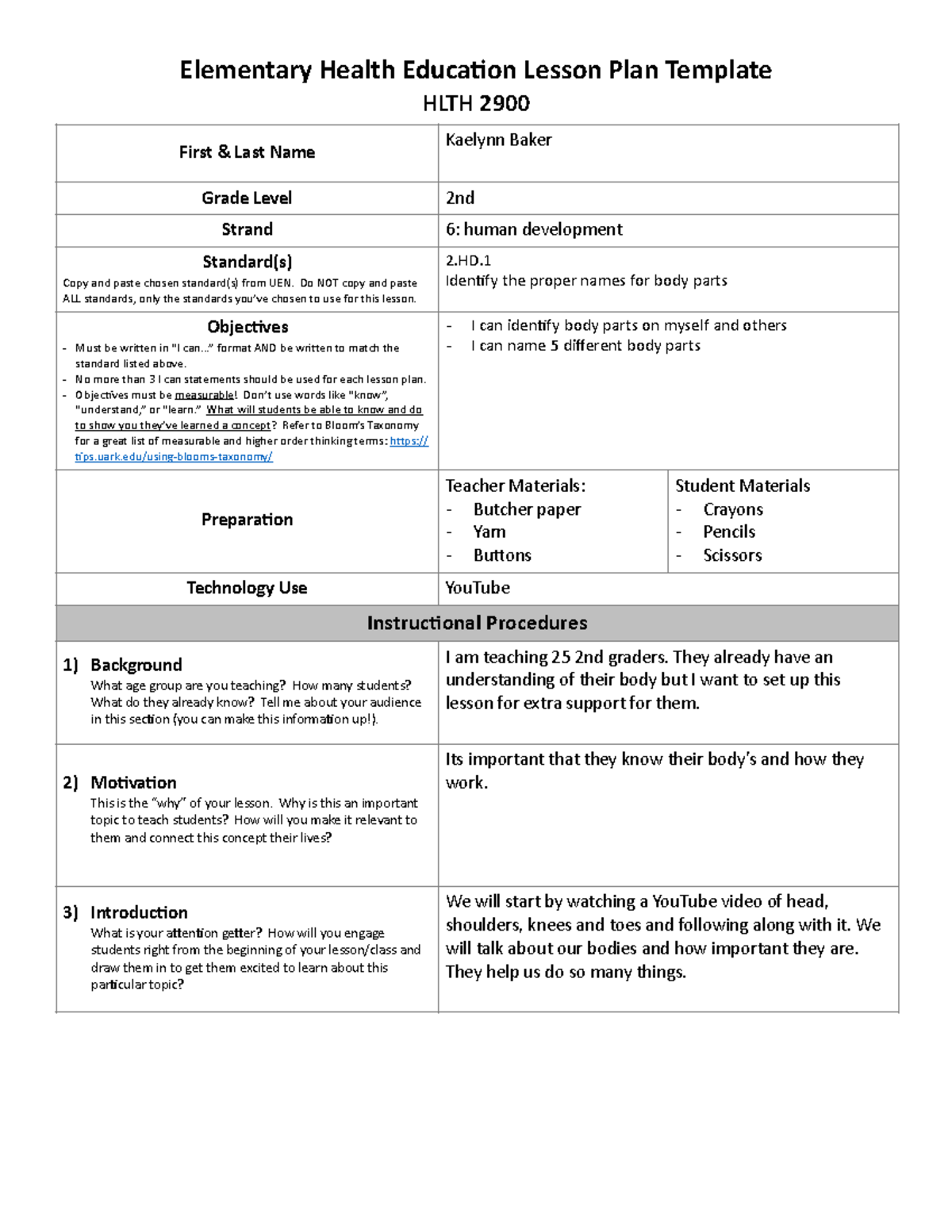 Lesson plan strand 6 - Elementary Health Educa 0 on Lesson Plan ...