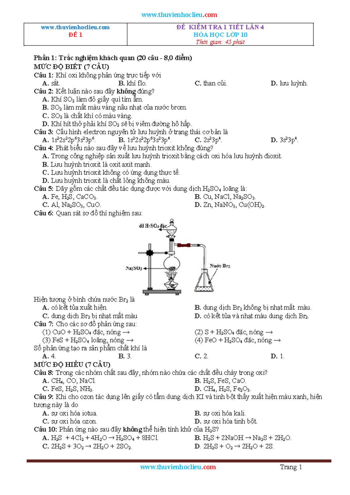 Thuvienhoclieu.com-10-De-KT-1-Tiet-Hoa-10-Lan-4 2 - thuvienhoclieu ĐỀ 1 ĐỀ KIỂM TRA 1 TIẾT LẦN 4 ...