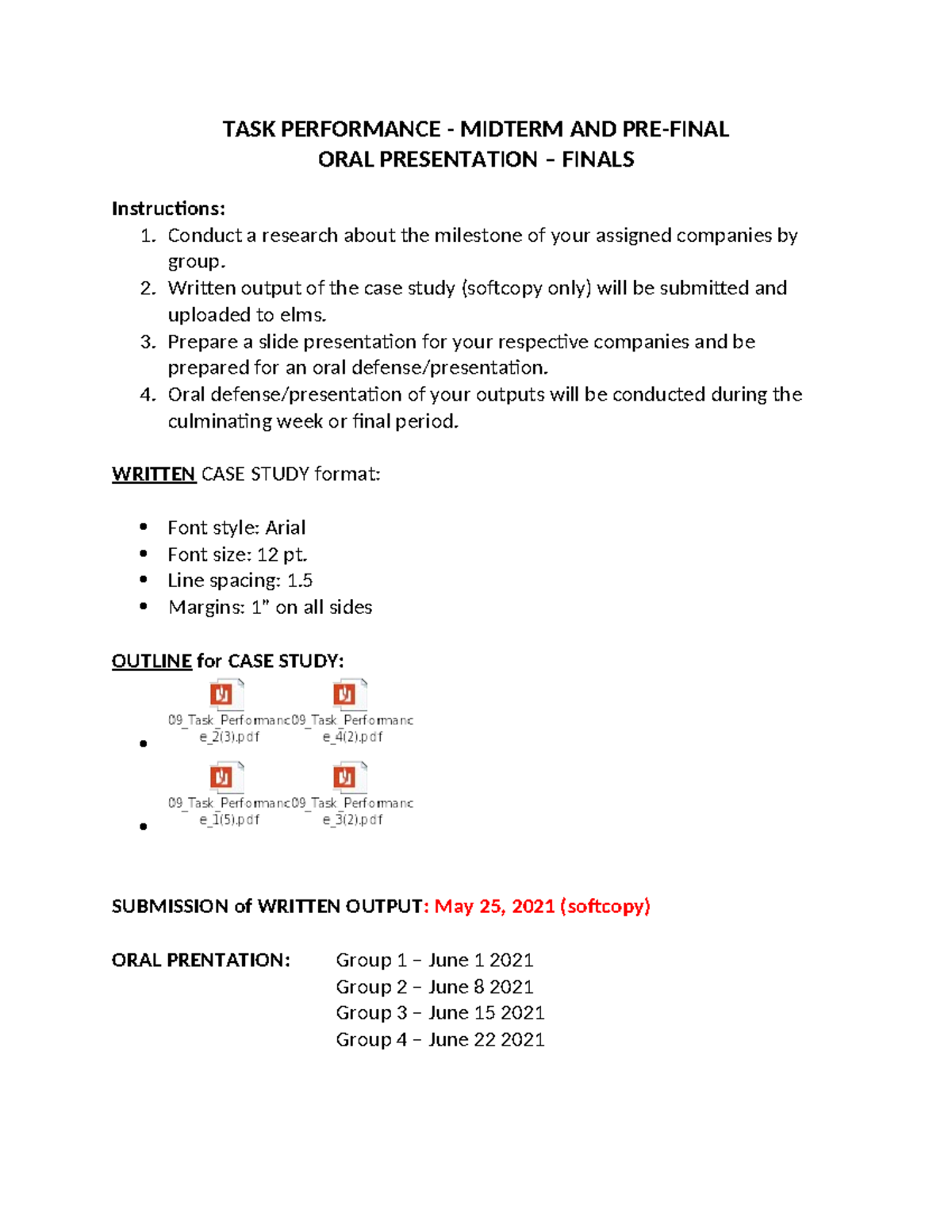 Midterm. Prefinal TASK Performance - TASK PERFORMANCE - MIDTERM AND PRE-FINAL ORAL PRESENTATION ...