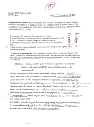 Chapter 9 Test - graded and completed test - FRE 2310 - Baylor ...