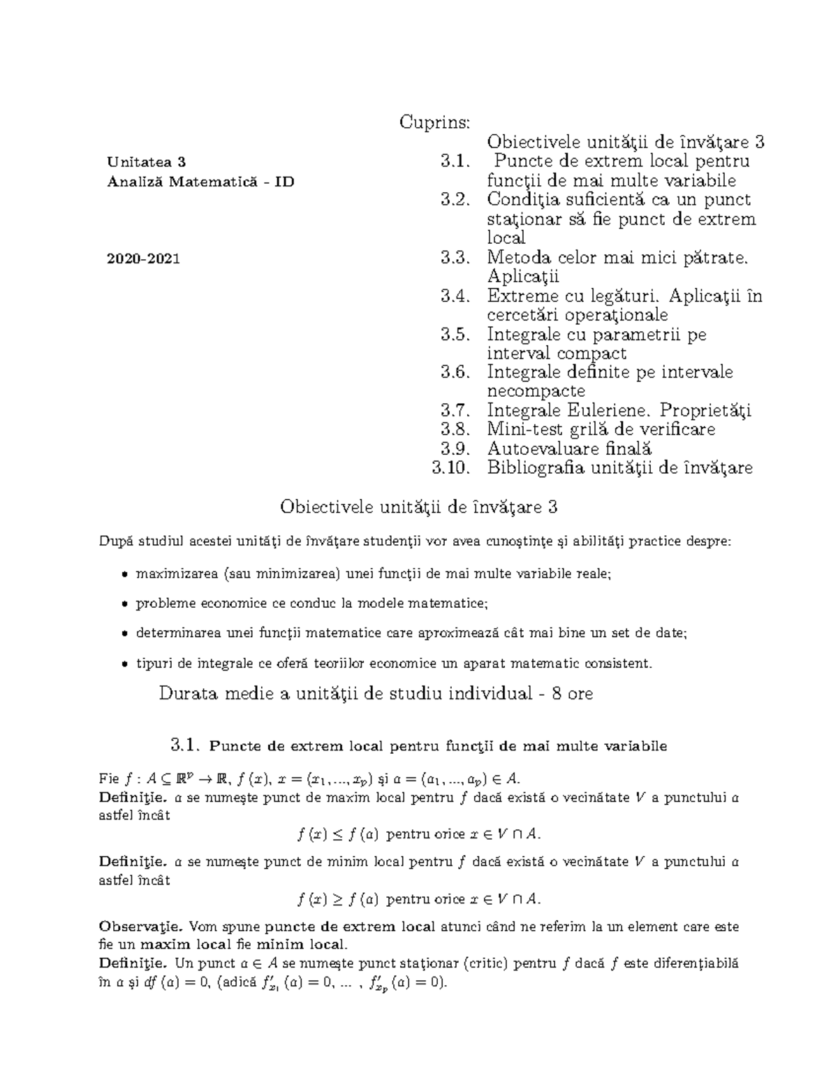Unitatea 3 ID - ... - Cuprins: Obiectivele unit ̆at ̧ii de ˆınv ̆at ...