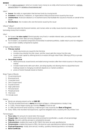 Introduction to bonds - Bonds are a debt instrument, where the bond ...