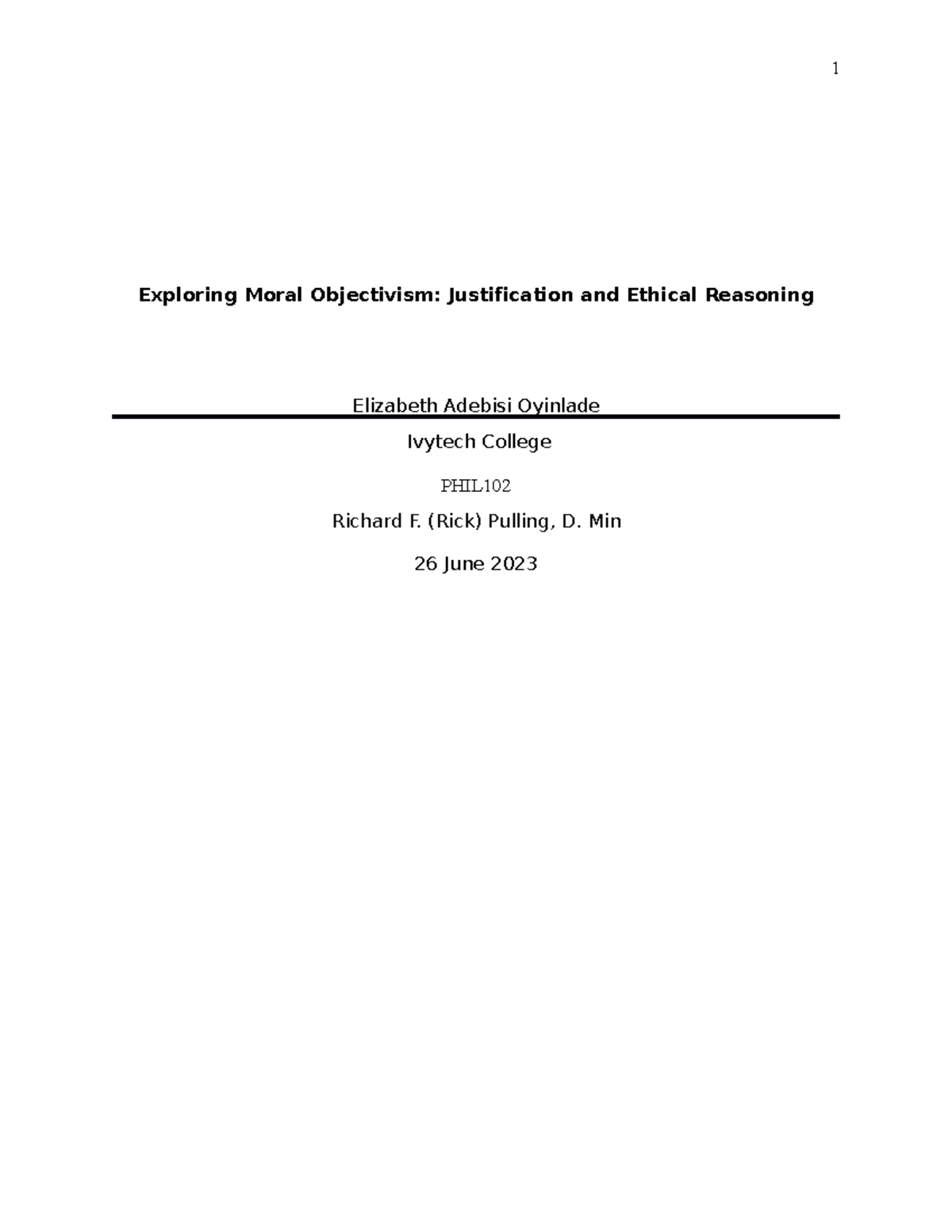 Exploring Moral Objectivism Justification and Ethical Reasoning - ENG ...