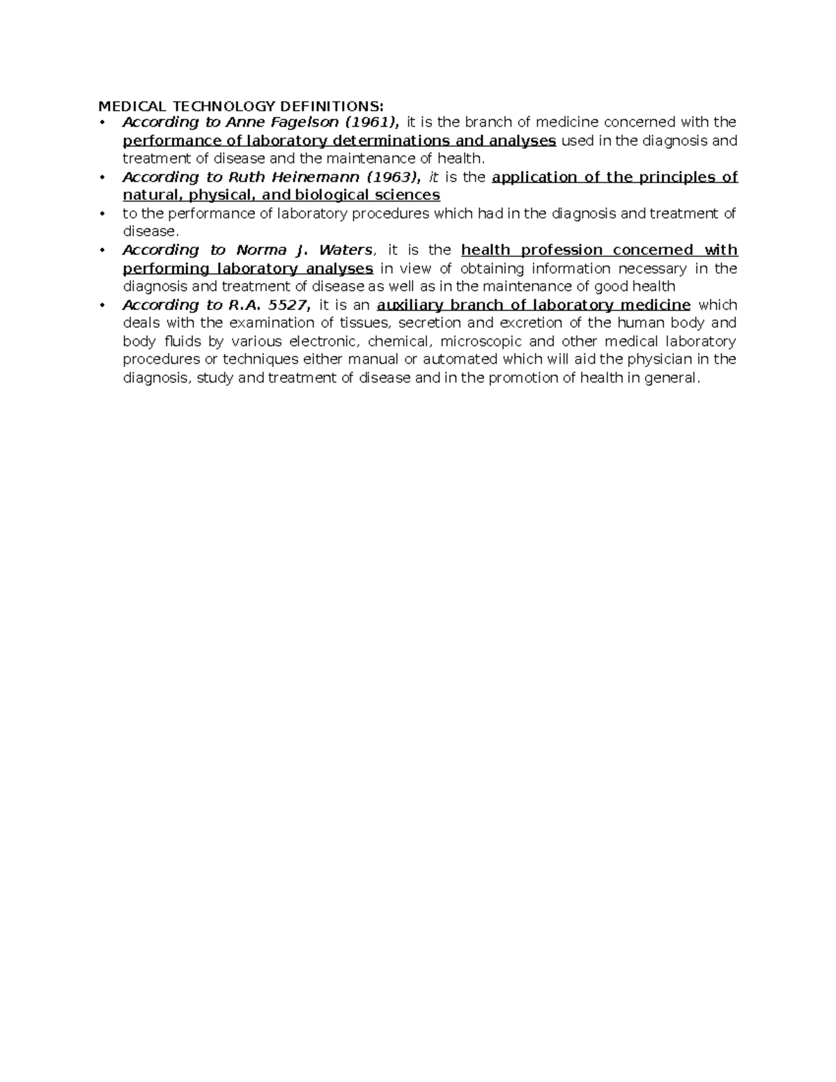 Medical Technology Definitions - MEDICAL TECHNOLOGY DEFINITIONS ...