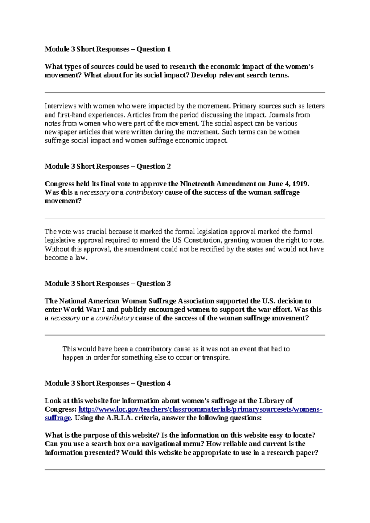 HIS-200 module 3 short answer - Module 3 Short Responses – Question 1 ...