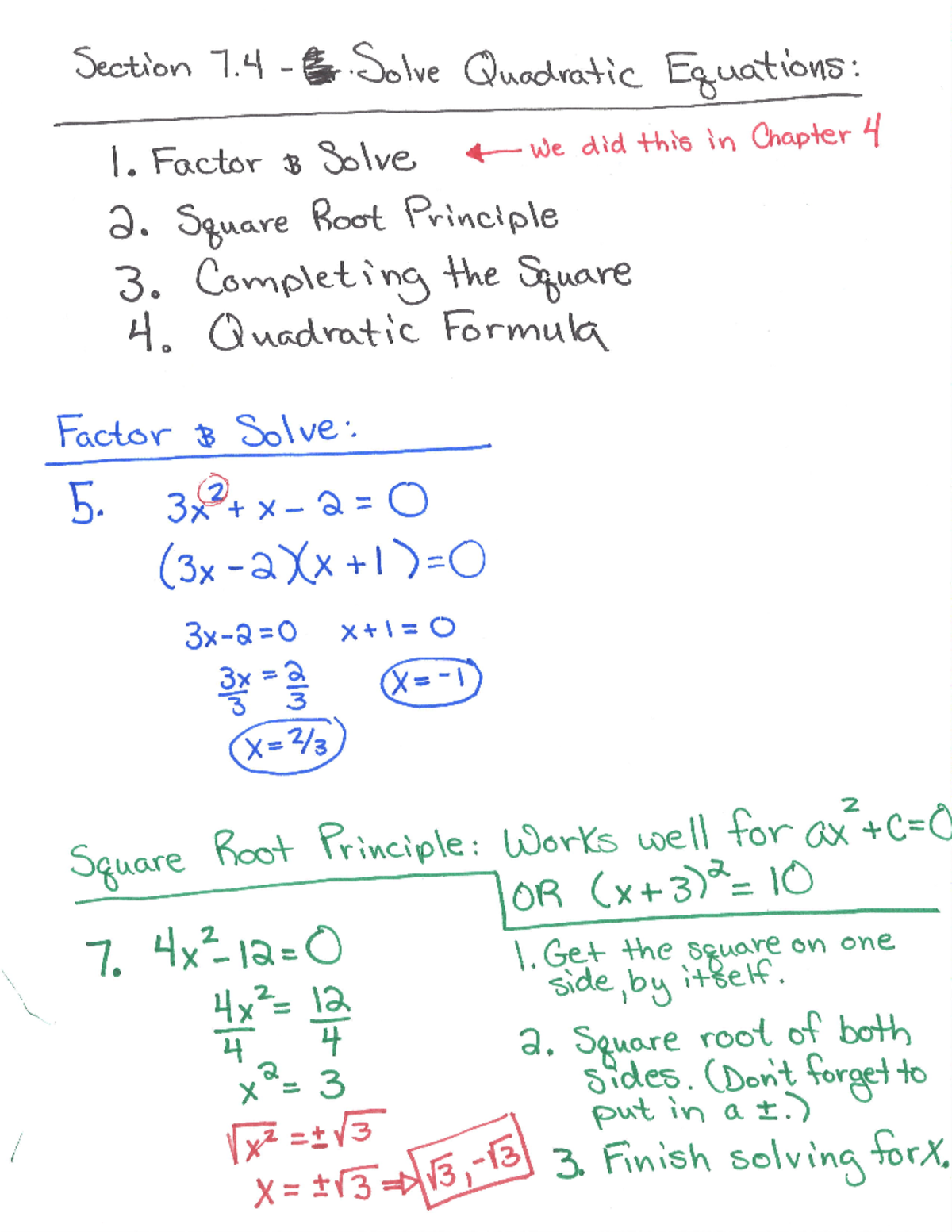 Section Notes for 7 - MATH 1315 - Studocu