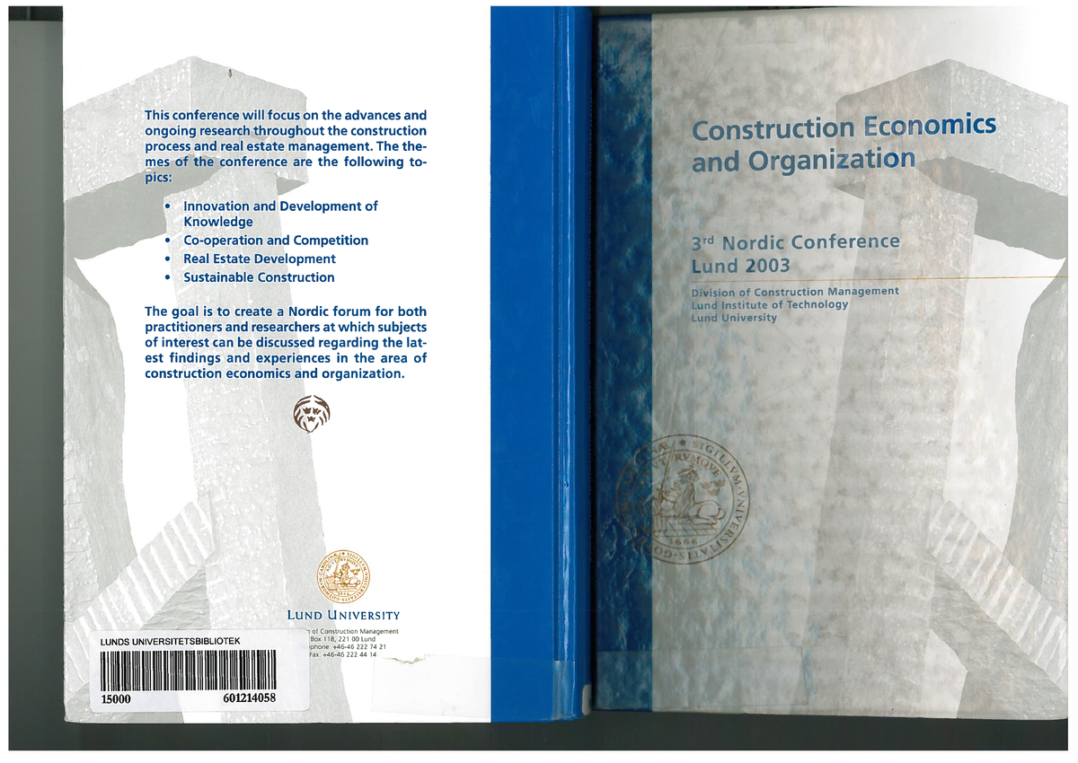 Construction Economics and Organization - Business Economics - Studocu