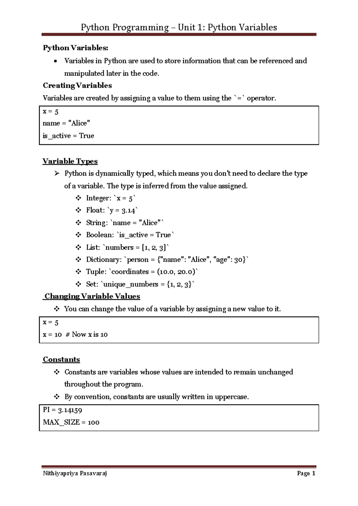 Python Variables - Python Variables: Variables in Python are used to ...