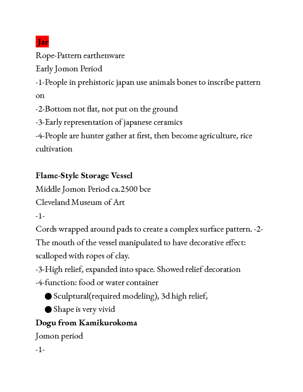 Japanese Art section review study guide - Jar Rope-Pattern earthenware ...