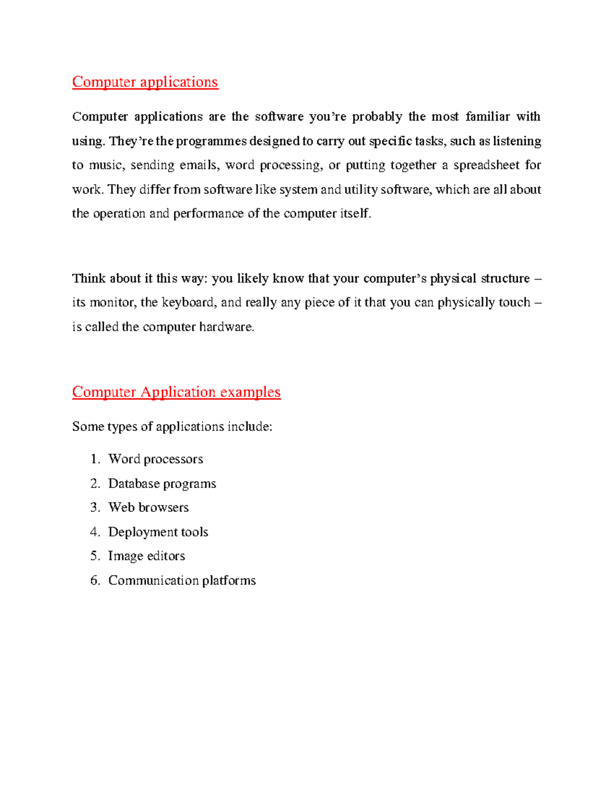 Computer Applications Computer Applications Computer Applications Are