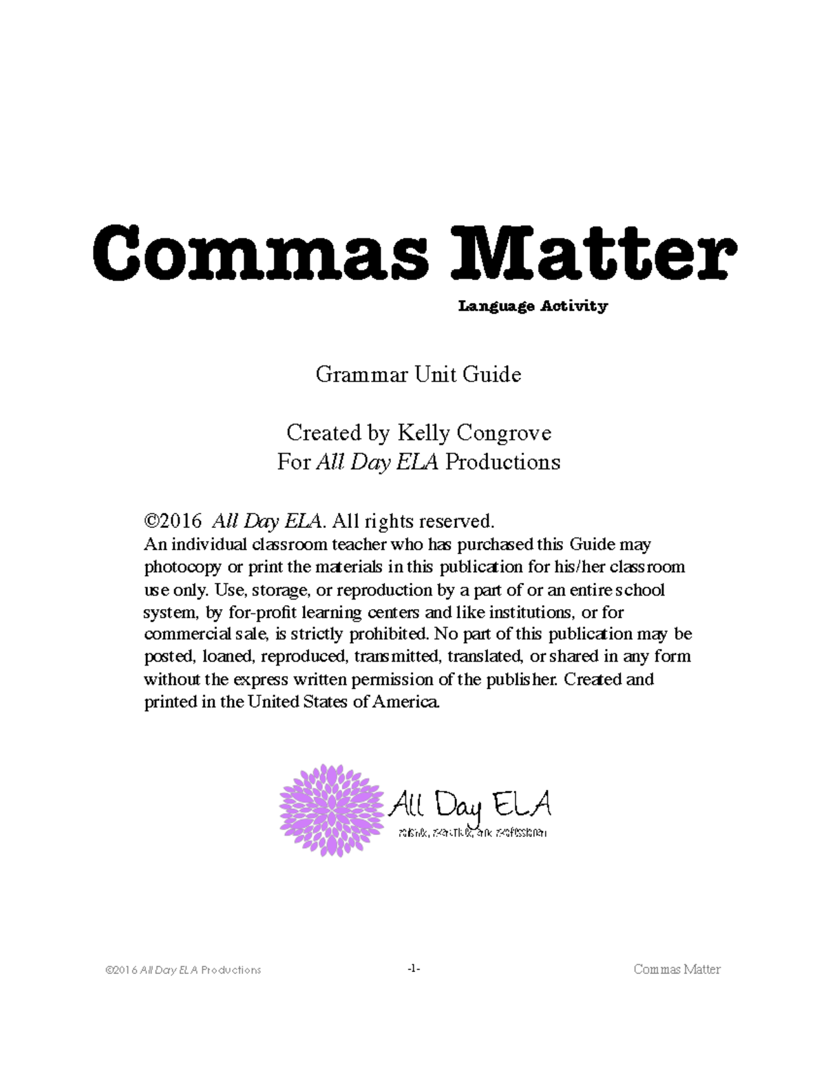 Commas Matter Afreegrammar Noprepworksheet-1 - Commas Matter ...