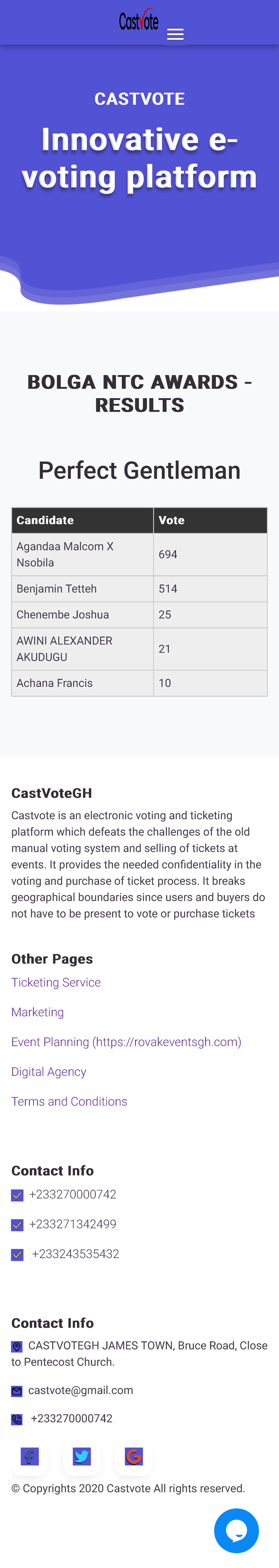Castvotegh - Evoting & E- Tickets Platform - BOLGA NTC AWARDS -BOLGA NTC AWARDS - RESULTSRESULTS ...