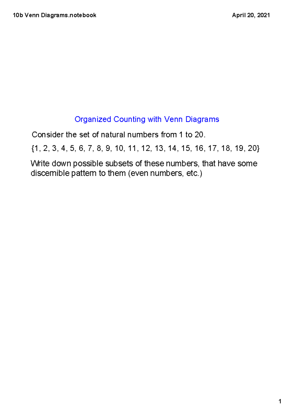 10b Venn Diagrams Blank Lesson - Organized Counting with Venn Diagrams ...
