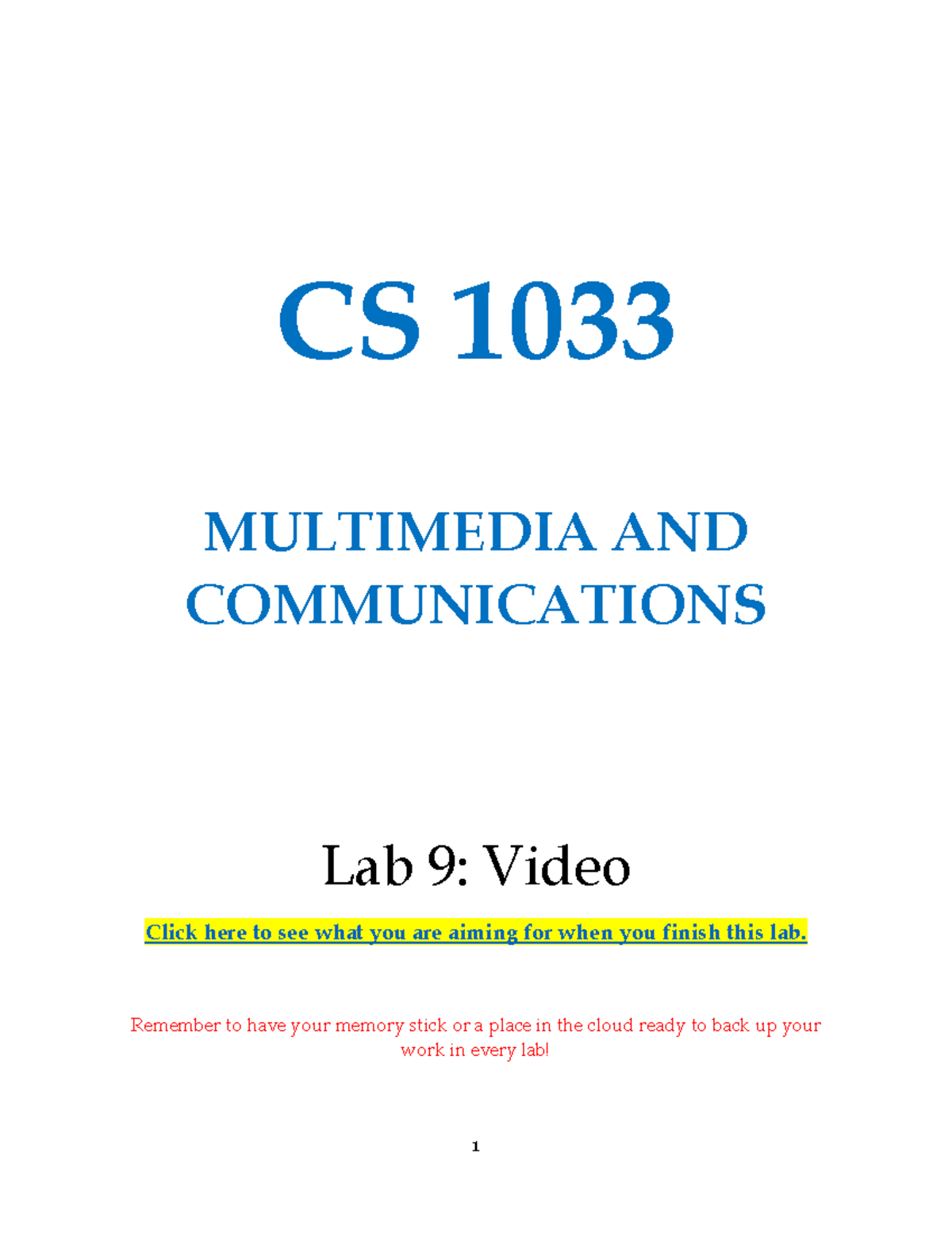 Lab9Windows Version - ,,,, - CS 1033 MULTIMEDIA AND COMMUNICATIONS Lab ...