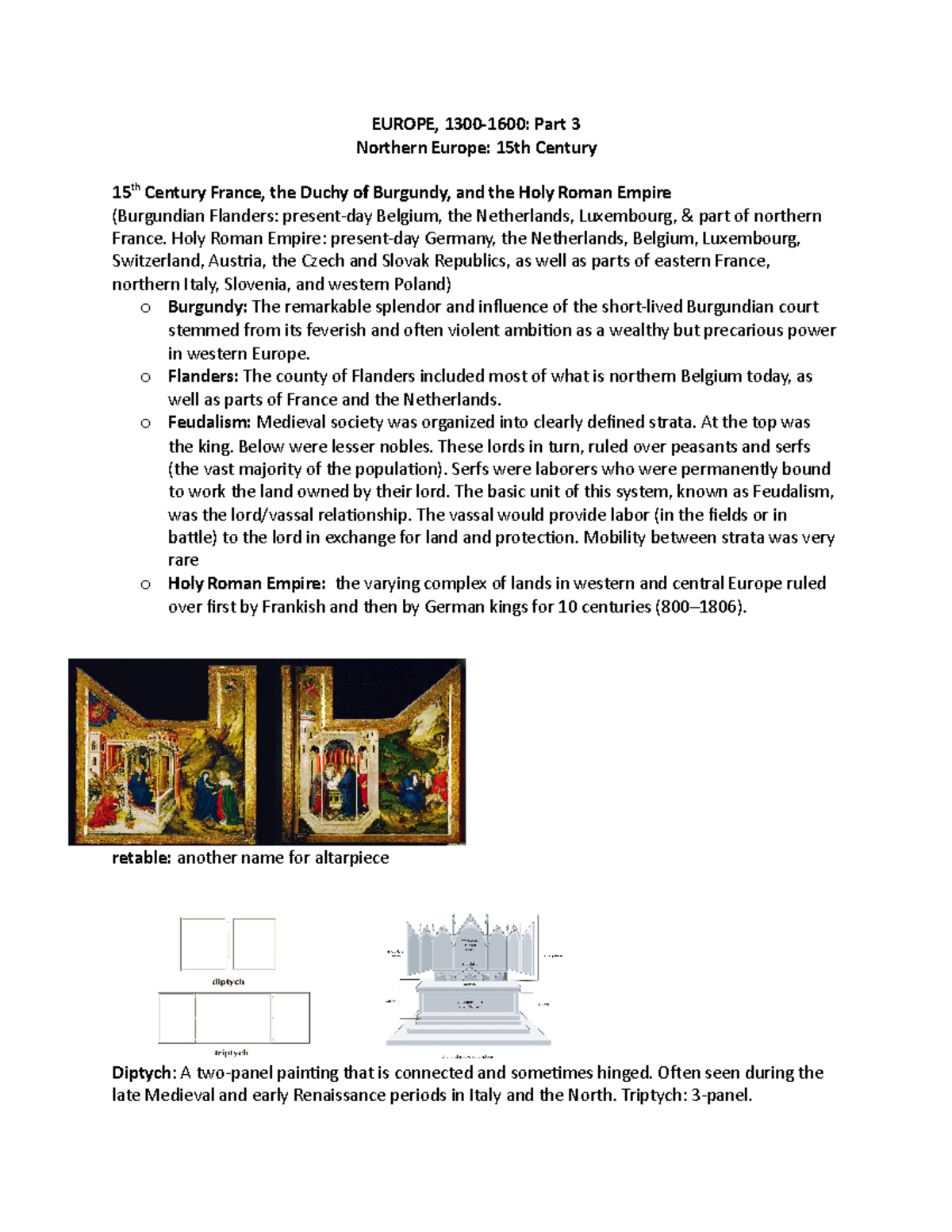 Europe Lecture Notes Part 3 - EUROPE, 1300-1600: Part 3 Northern Europe ...