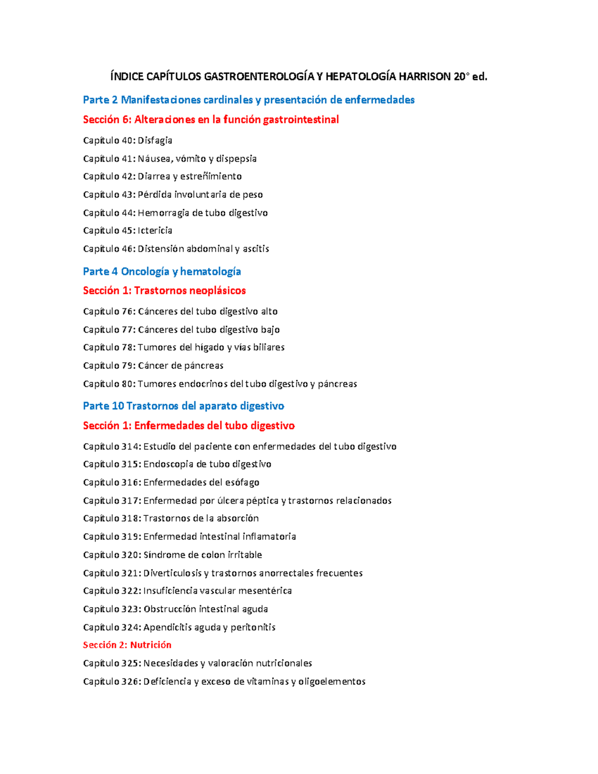 Capítulos de Harrison 20ed. utilizados para Gastroenterología Y ...