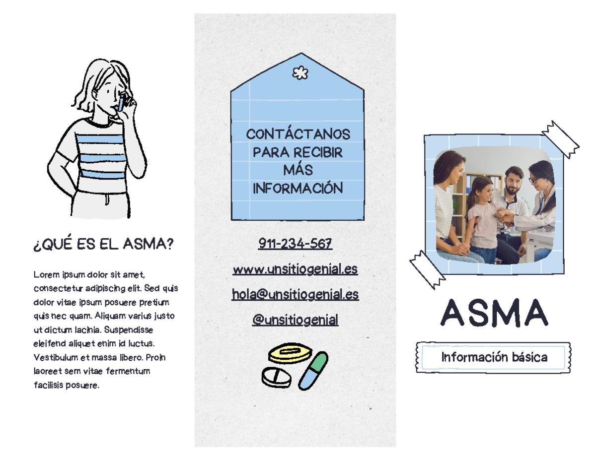 Folleto Informativo Asma Ilustrado Azul - ASMA Información básica ¿QUÉ ...