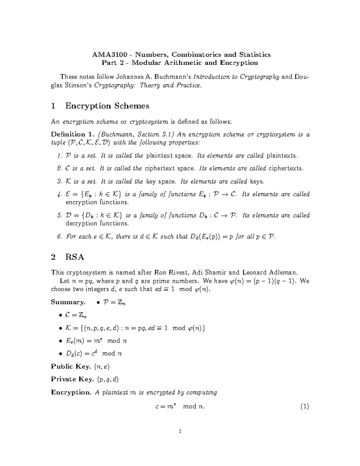 [AMA3100] LEC-02 - AMA3100 - Numbers, Combinatorics and Statistics Part 2 - Modular Arithmetic ...