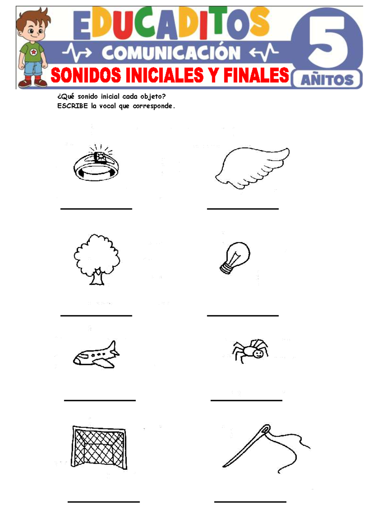 Sonidos Iniciales y Finales para Ninos de 5 anos - Teoria de la ...
