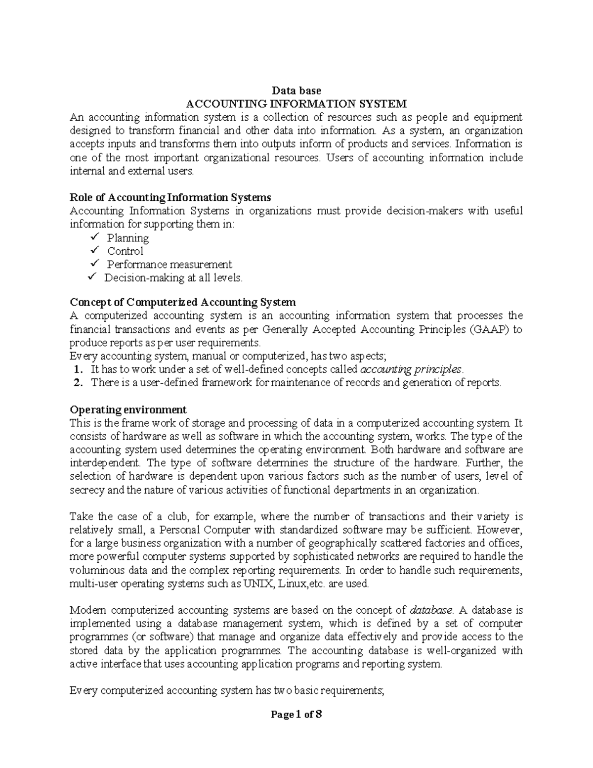 2. Computerized Accounting. Theory Notes - Data base ACCOUNTING ...