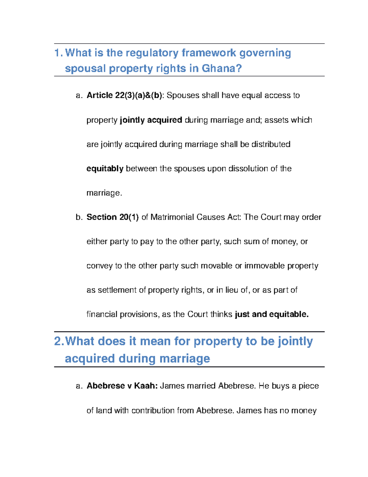 FAQs about Spousal Property Rights - 1 is the regulatory framework ...