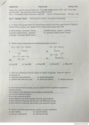 Final Exam Information - Chem 103 Final Exam Information Date & Time ...