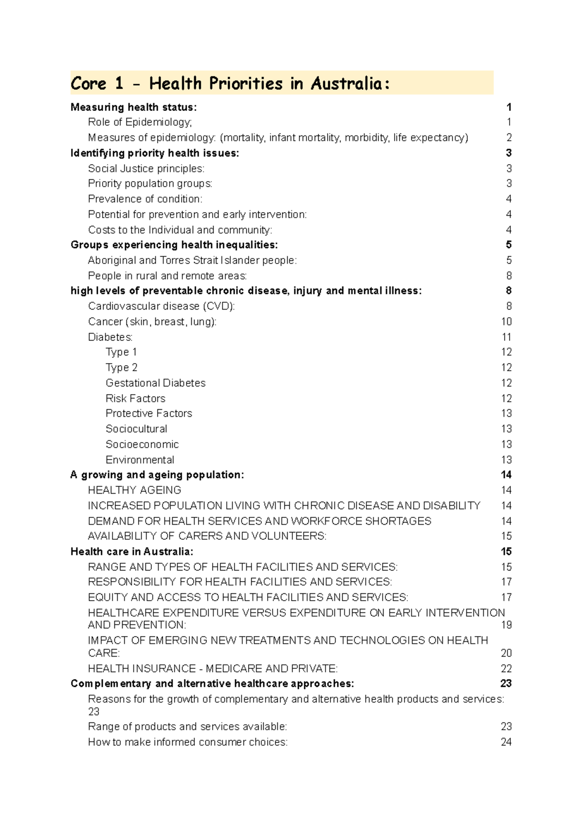 Core 1 - Health Priorities in Australia - Core 1 - Health Priorities in ...
