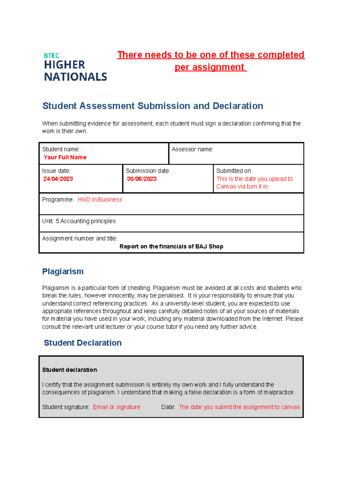 AP Pass Template guidance - There needs to be one of these completed ...
