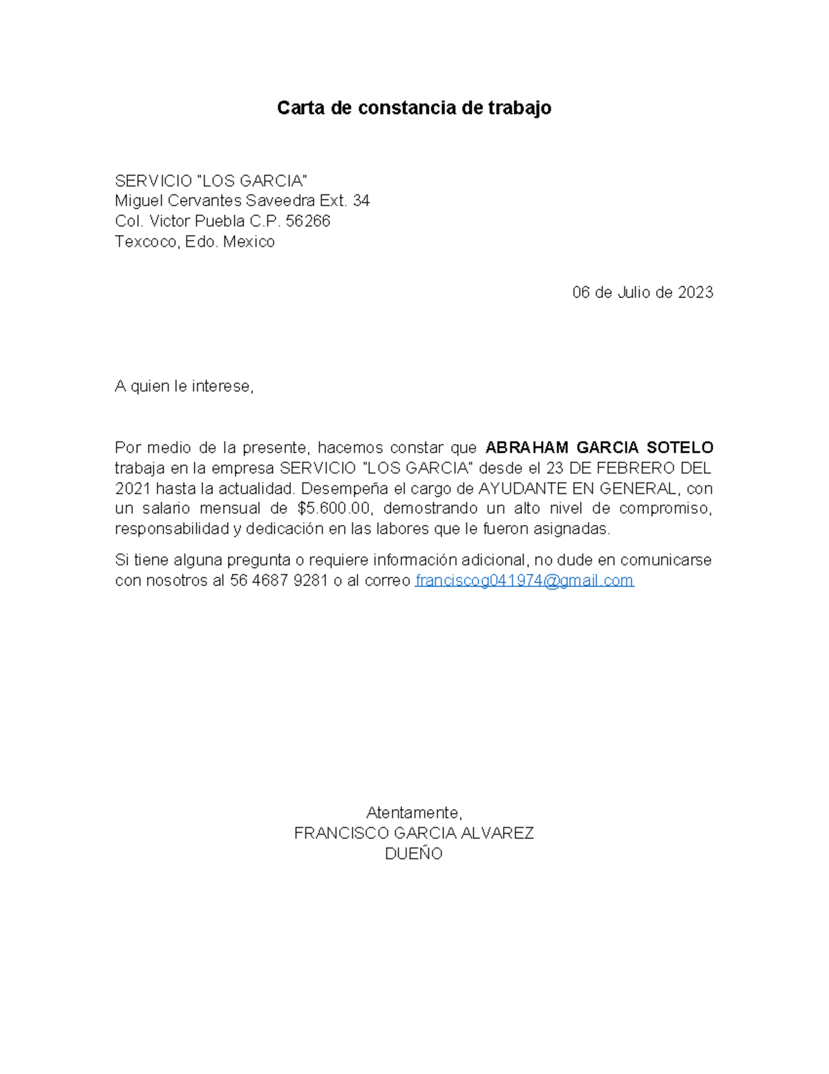 Carta De Constancia De Trabajo Editable Carta De Constancia De