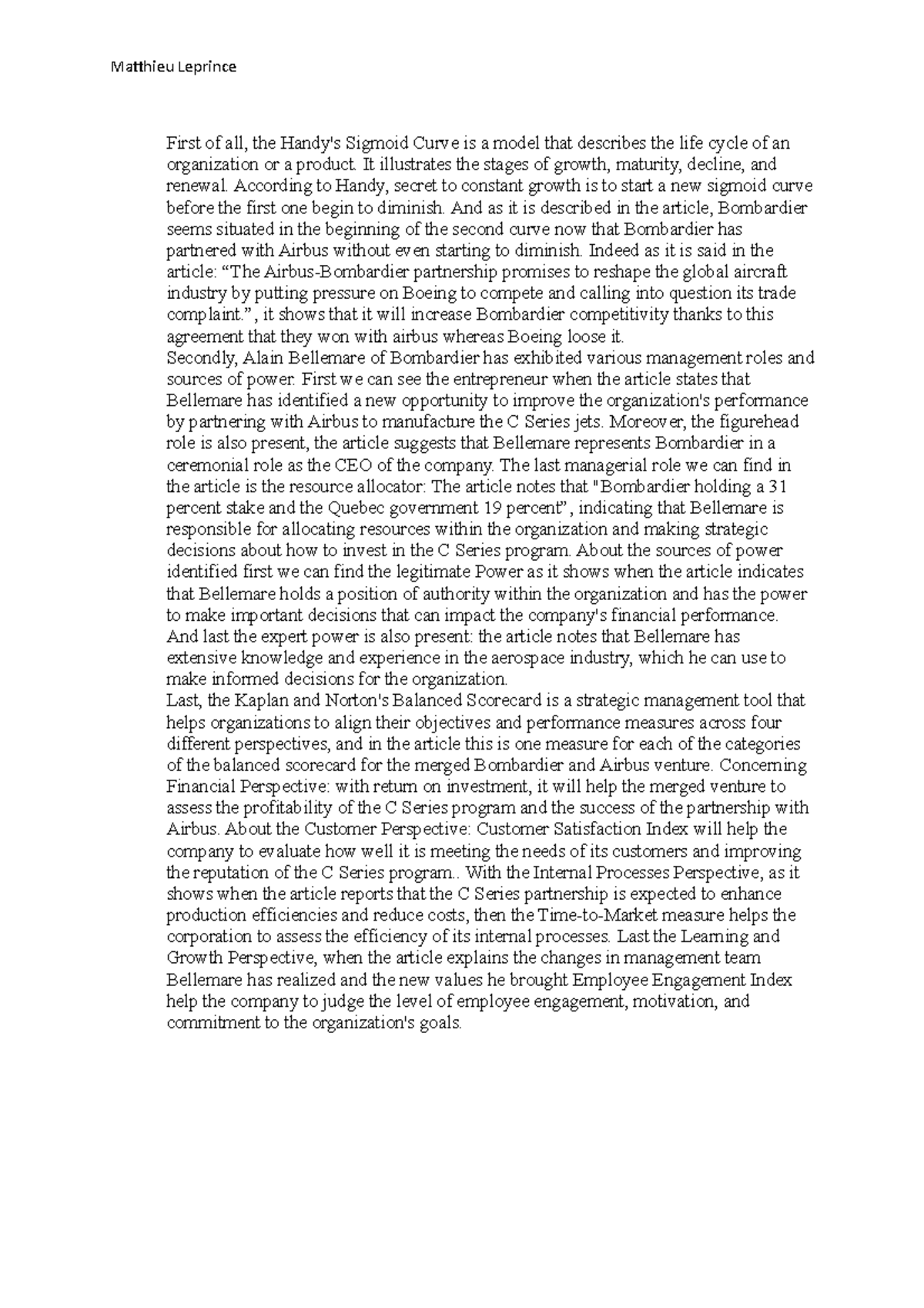 Essay Bonus Matthieu Leprince - Matthieu Leprince First of all, the ...