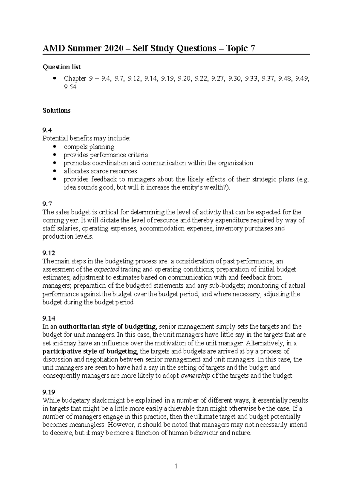 Topic 7 - Accounting for Managerial Decisions - AMD Summer 2020 – Self ...