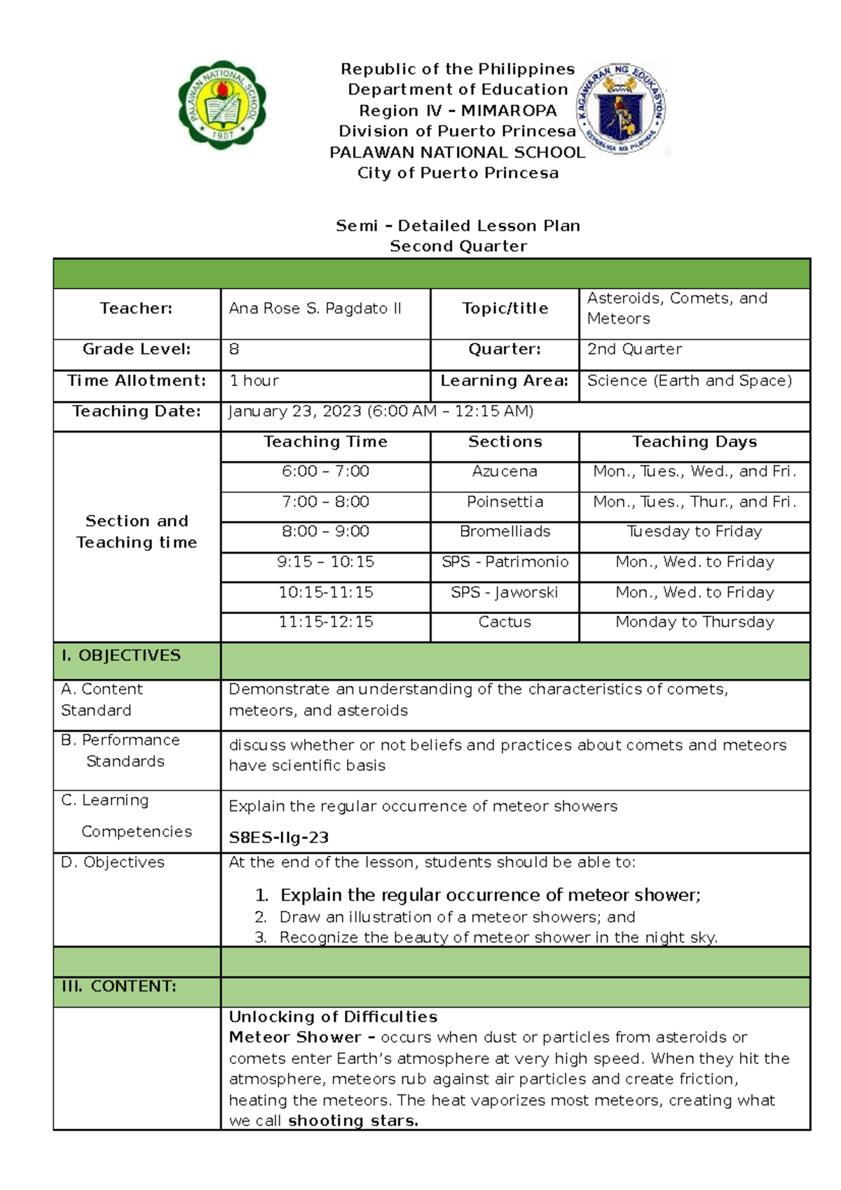 Lesson Plan in Science 8 (Q2 - W8 ) (Day 2) - Republic of the ...