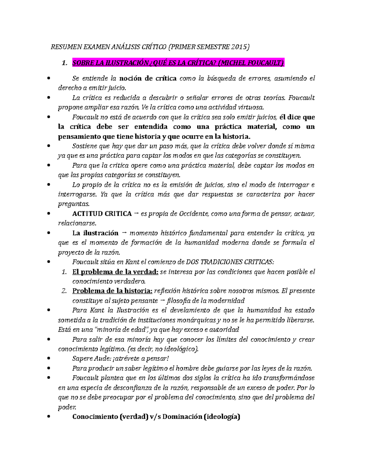 Analisis Critico resumen examen - RESUMEN EXAMEN (PRIMER SEMESTRE 2015 ...