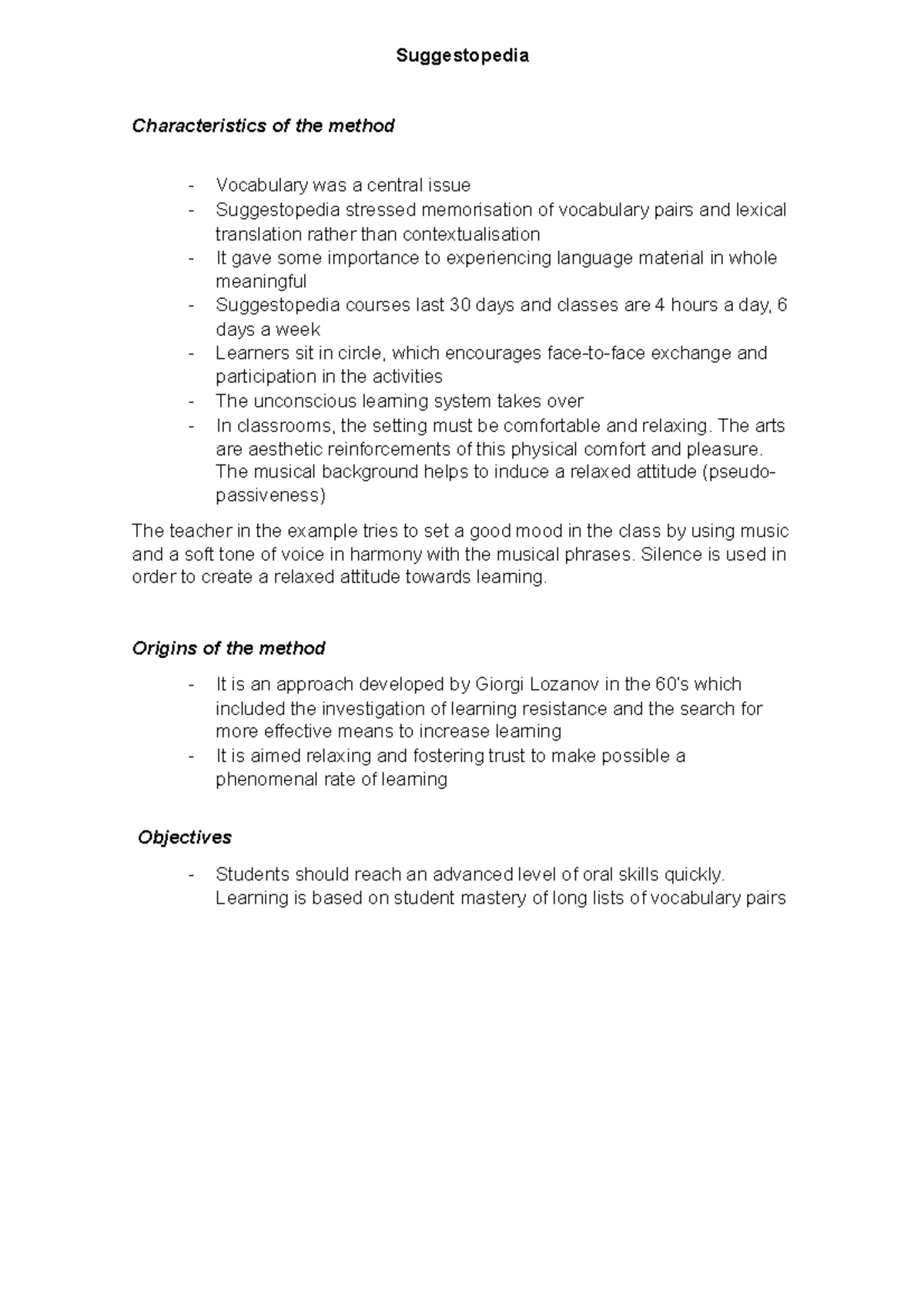 Suggestopedia - The Practice of English Language Teaching ...