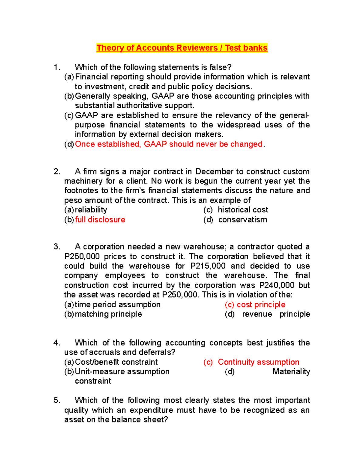 Theory-OF- Accounts - Theory of Accounts Reviewers / Test banks Which ...