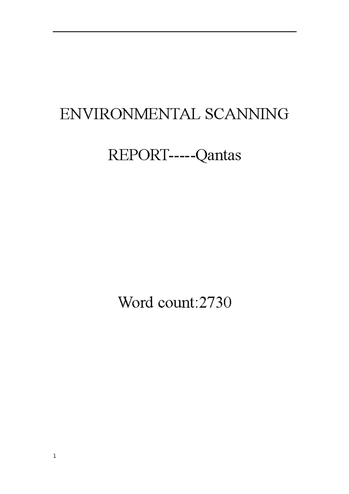 Environmental Scanning - ENVIRONMENTAL SCANNING REPORT-Qantas Word ...