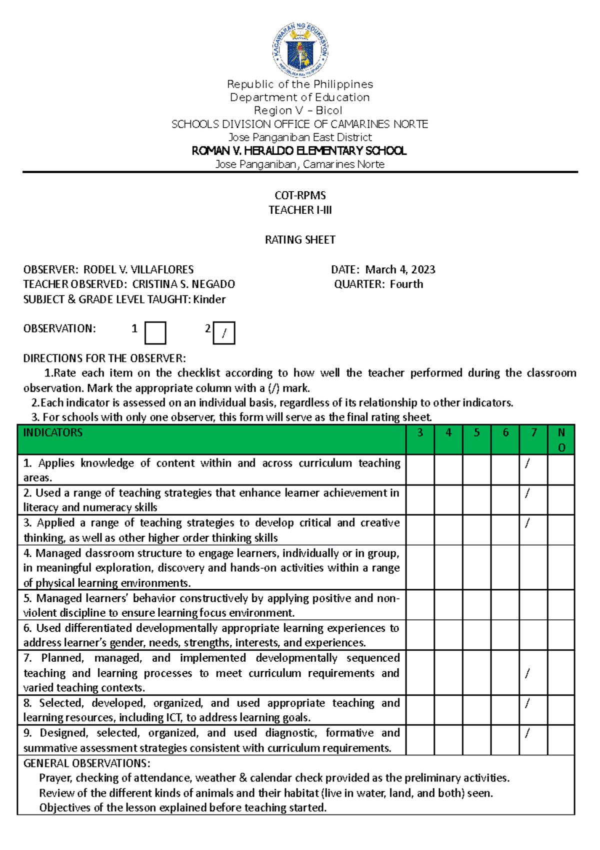 COT 2 2nd wave 2023 Rvhes - Republic of the Philippines Department of ...