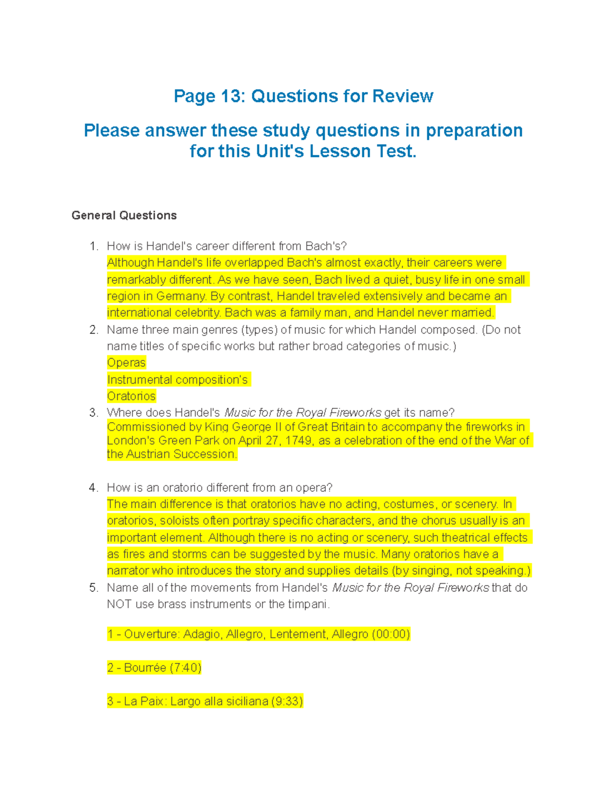 Unit 3 Lesson 2 Review Questions Page 13 Questions For Review Please