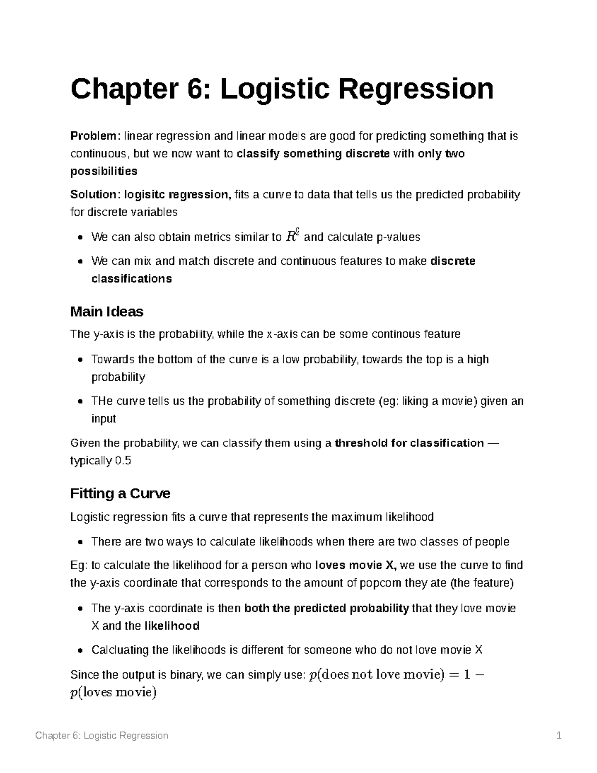 Logistic Regression - Fitting a Curve Logistic regression fits a curve ...