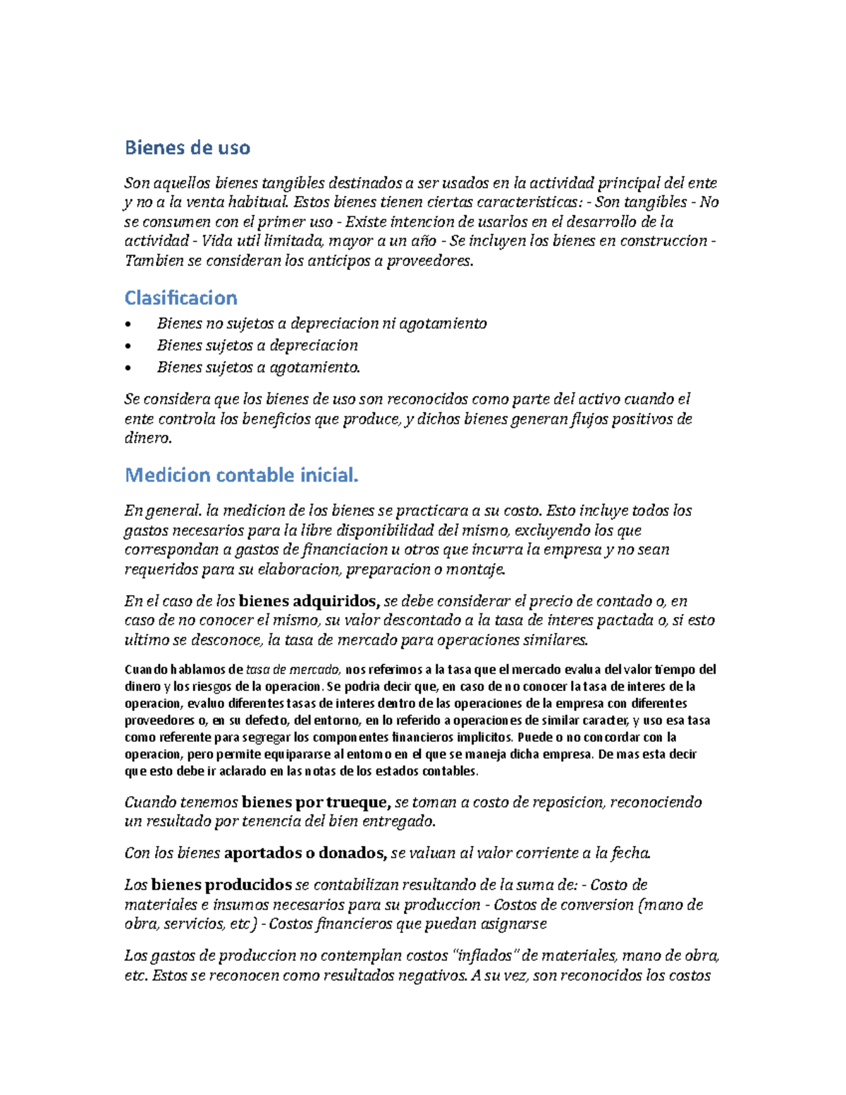 Bienes Uso - Contabilidad II C 2021 - Bienes de uso Son aquellos bienes tangibles destinados a ...