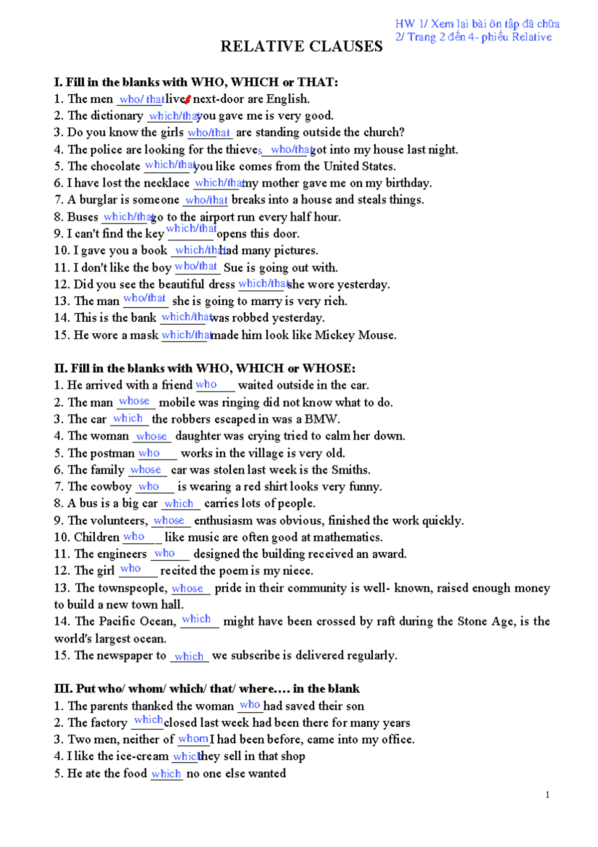 Relative-clauses exe - To practice relative clauses - RELATIVE CLAUSES ...