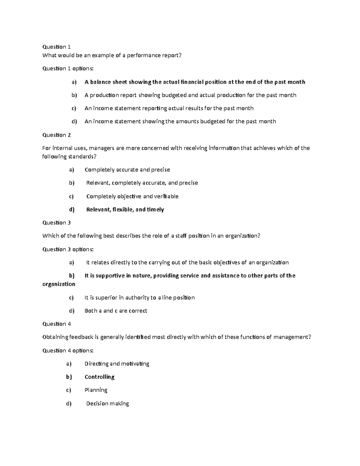 Quiz 1 2017, questions and answers - Question 1 What would be an ...