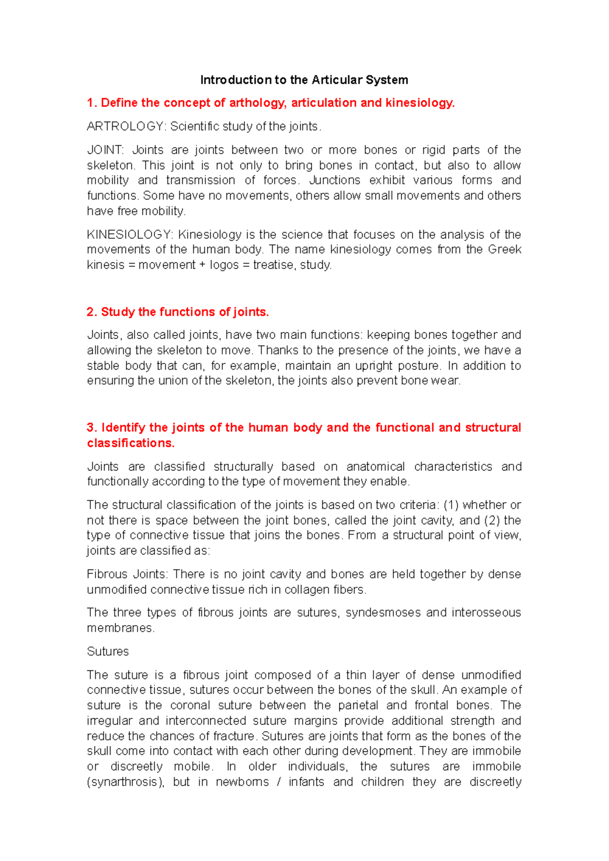 Introduction to the Articular System - Introduction to the Articular ...