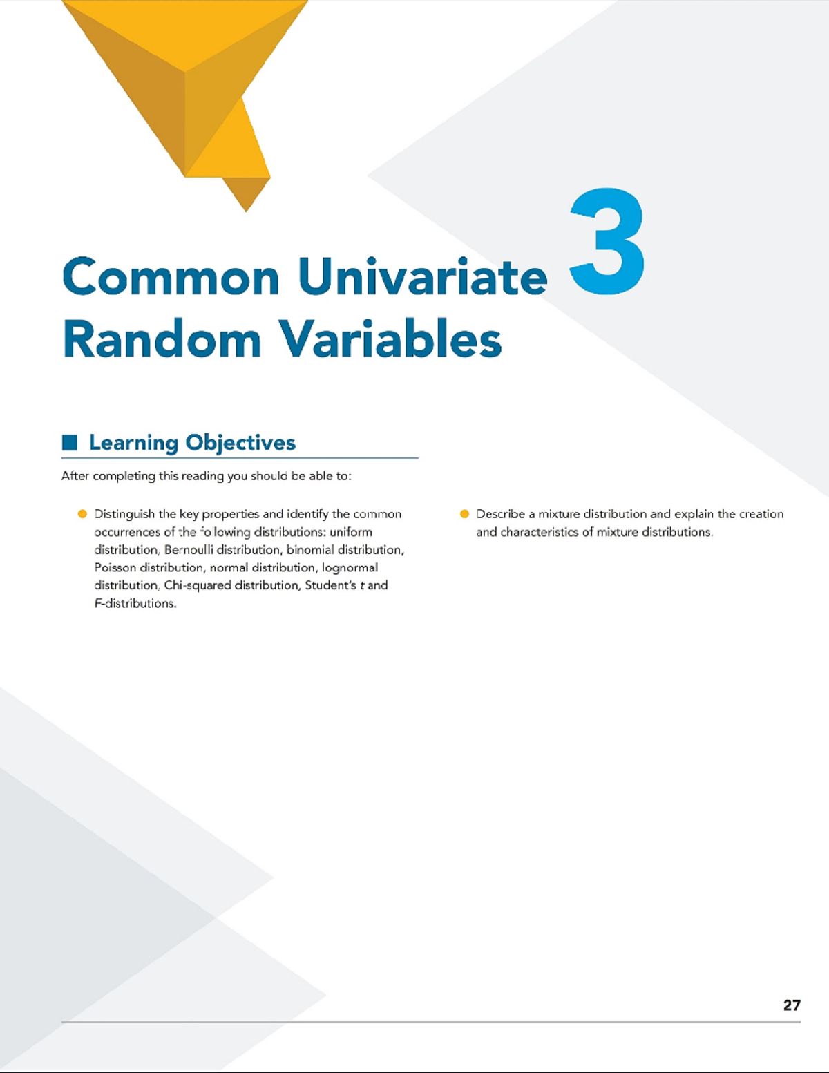 6) chap6- Quantitative Analysis - Common Univariate 3 Random Variables ...