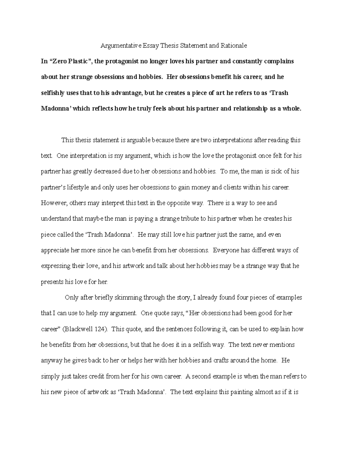 ENGL 101 argumentative essay thesis statement and rationale ...