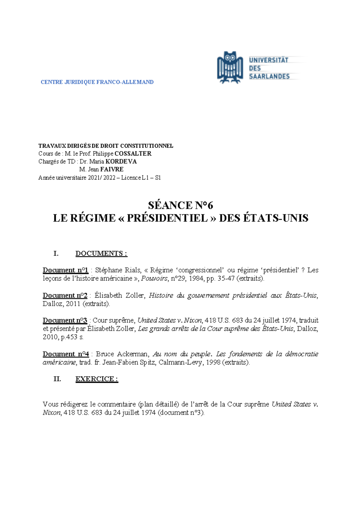 Fiche-n°6-DC - cours - CENTRE JURIDIQUE FRANCO-ALLEMAND TRAVAUX DIRIGÉS DE DROIT CONSTITUTIONNEL ...