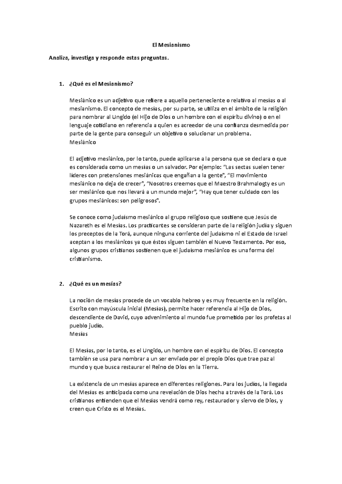 El Mesianismo - El Mesianismo Analiza, investiga y responde estas ...